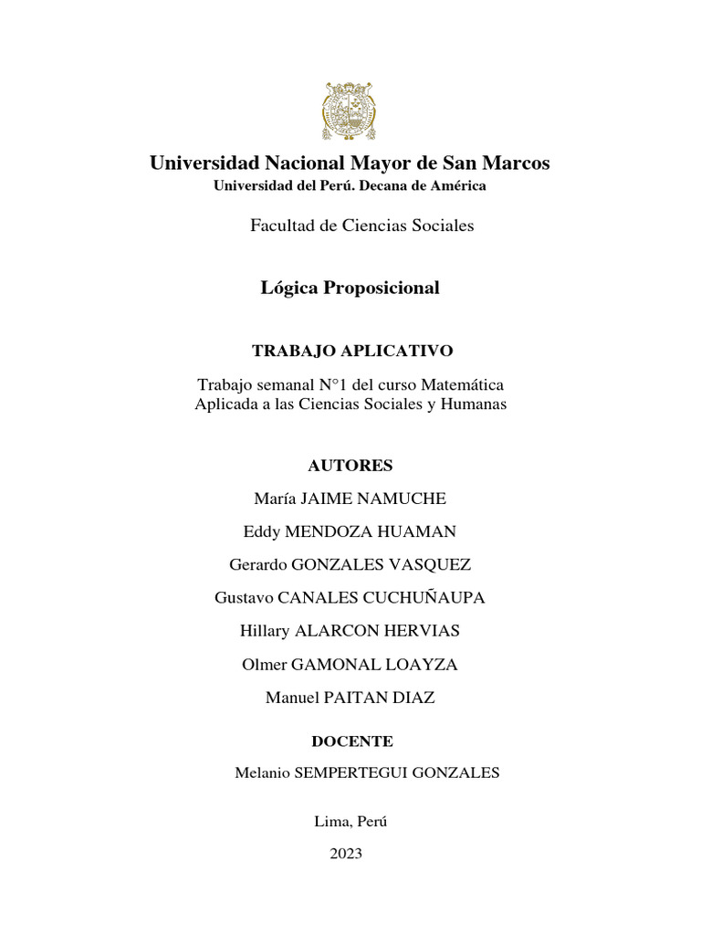 Matemática - Práctica Sem 1 | PDF