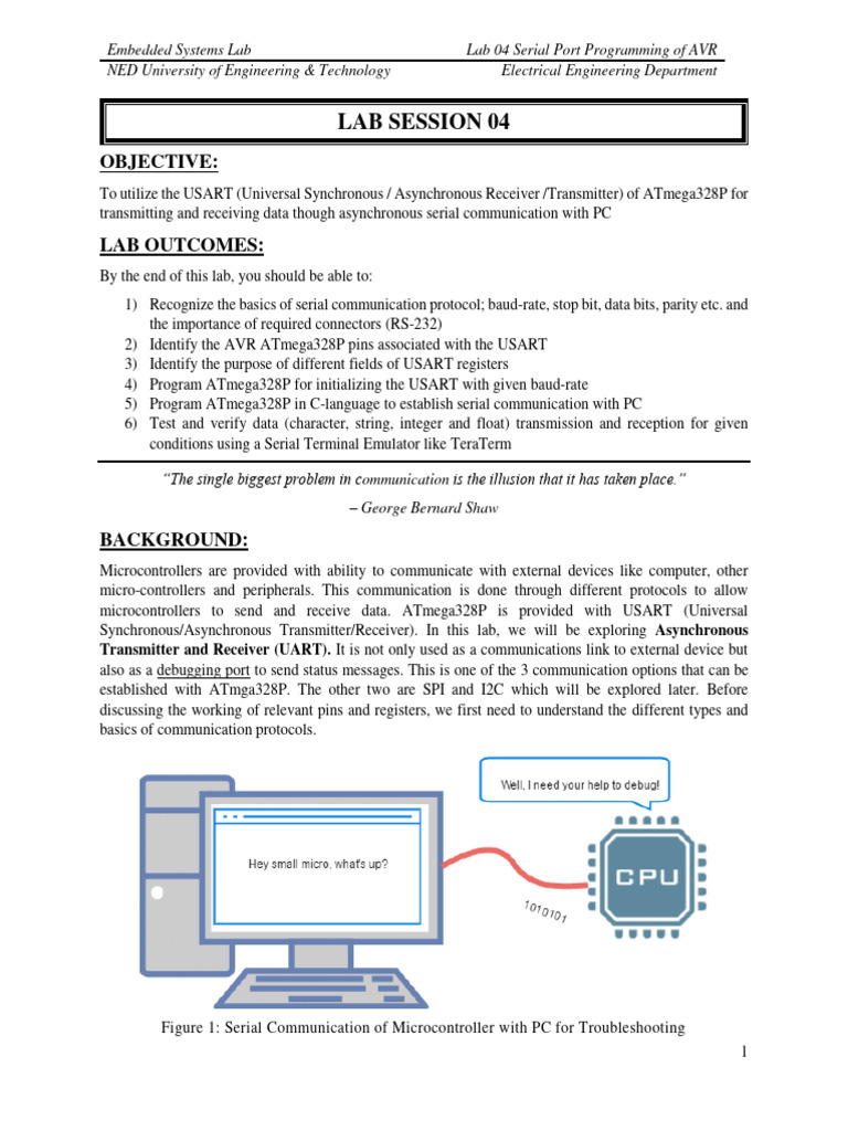 Embedded Systems Lab04 USART | PDF | Bit Rate | Analog To Digital Converter