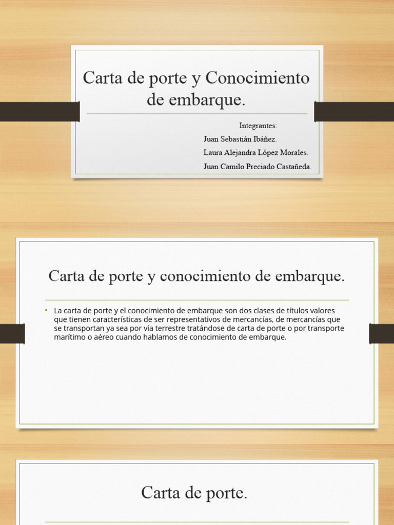 Carta de porte y conocimiento de embarque. | PDF | Guía de carga | El ...