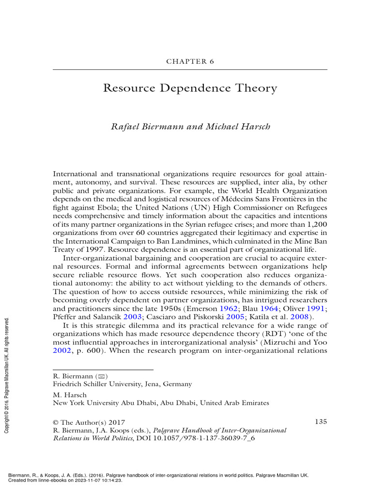 Resource Dependency | PDF | Supply Chain