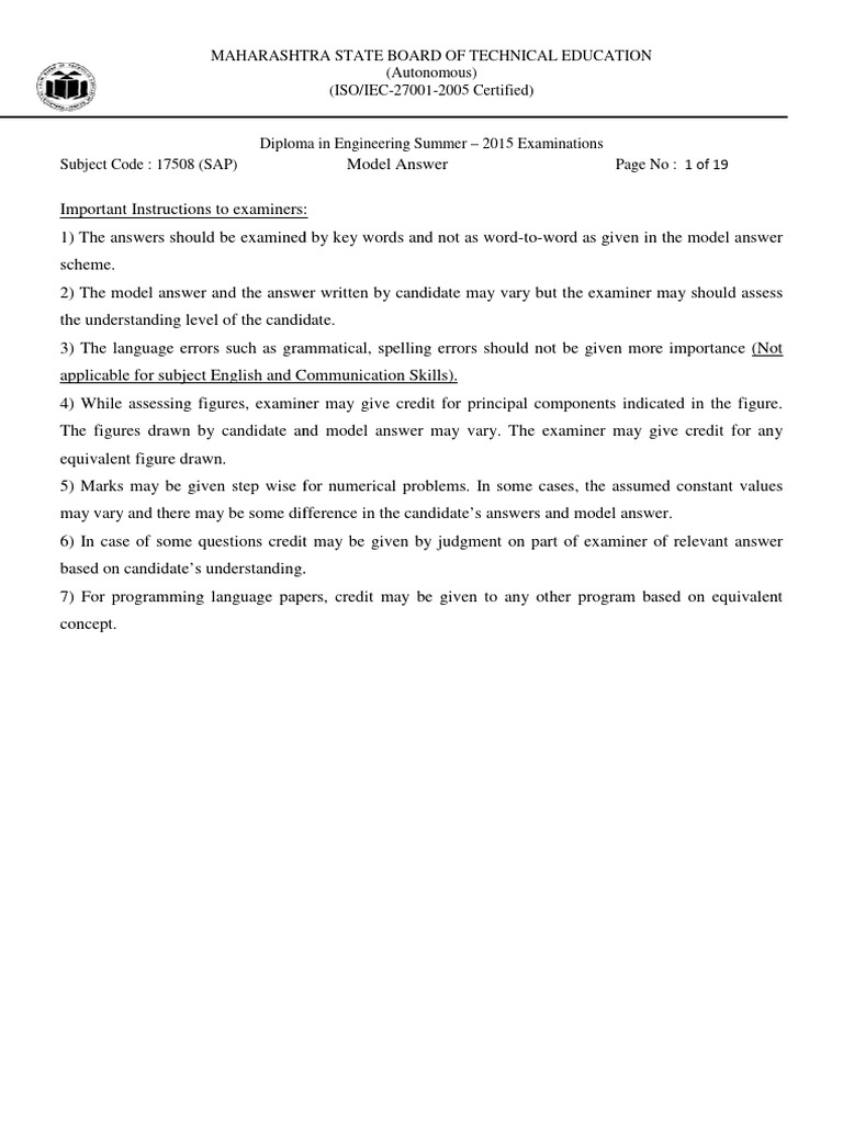 2015 Summer Model Answer Paper | PDF | Transformer | Relay