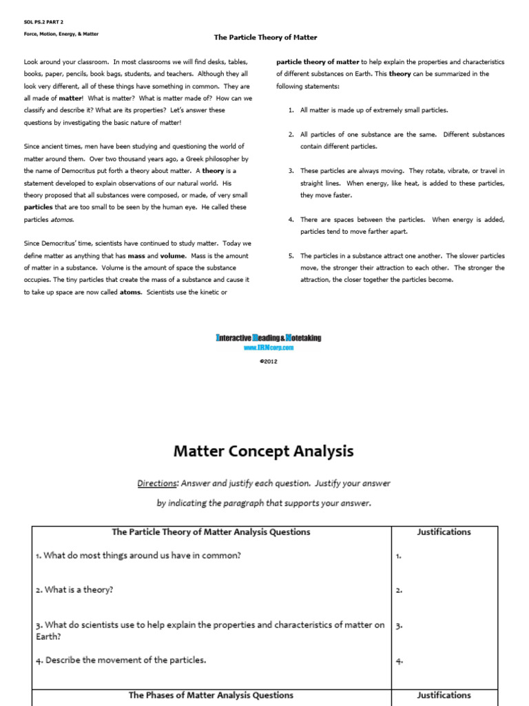 Particle Theory & Worksheets | PDF | Temperature | Heat