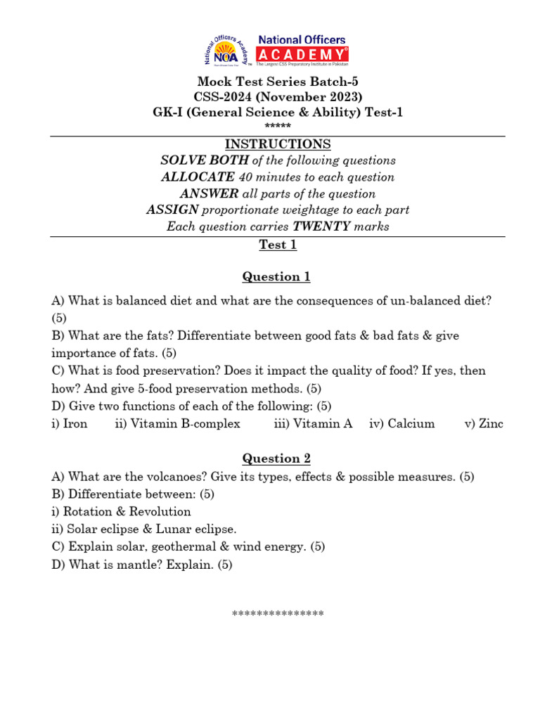 General Science and Ability Mcqs | PDF