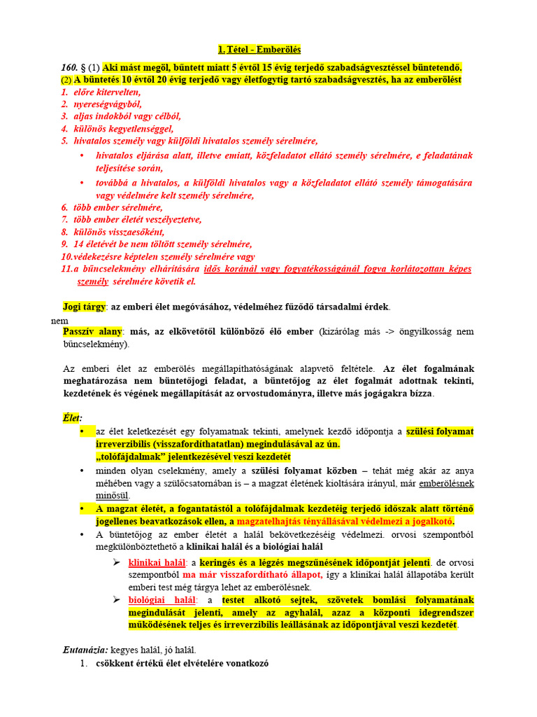 Büntetőjog Gyak ZH | PDF