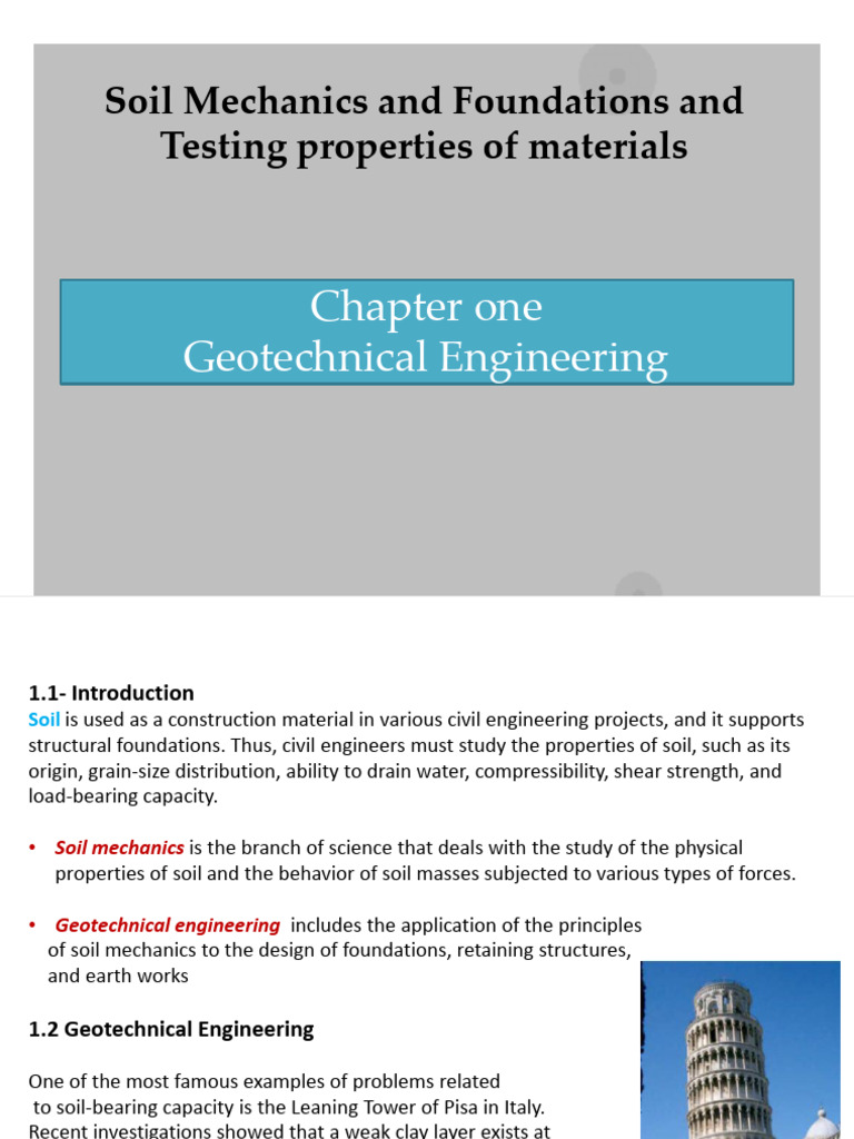 Chapter One-Geotechnical Engineering | PDF | Geotechnical Engineering | Soil Mechanics