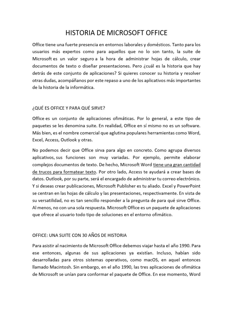 HISTORIA DE MICROSOFT OFFICE | PDF | Microsoft Office | Microsoft