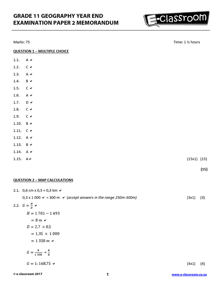 gr11 Geography Paper 2 Final Exam Memo | PDF | Geographic Information ...