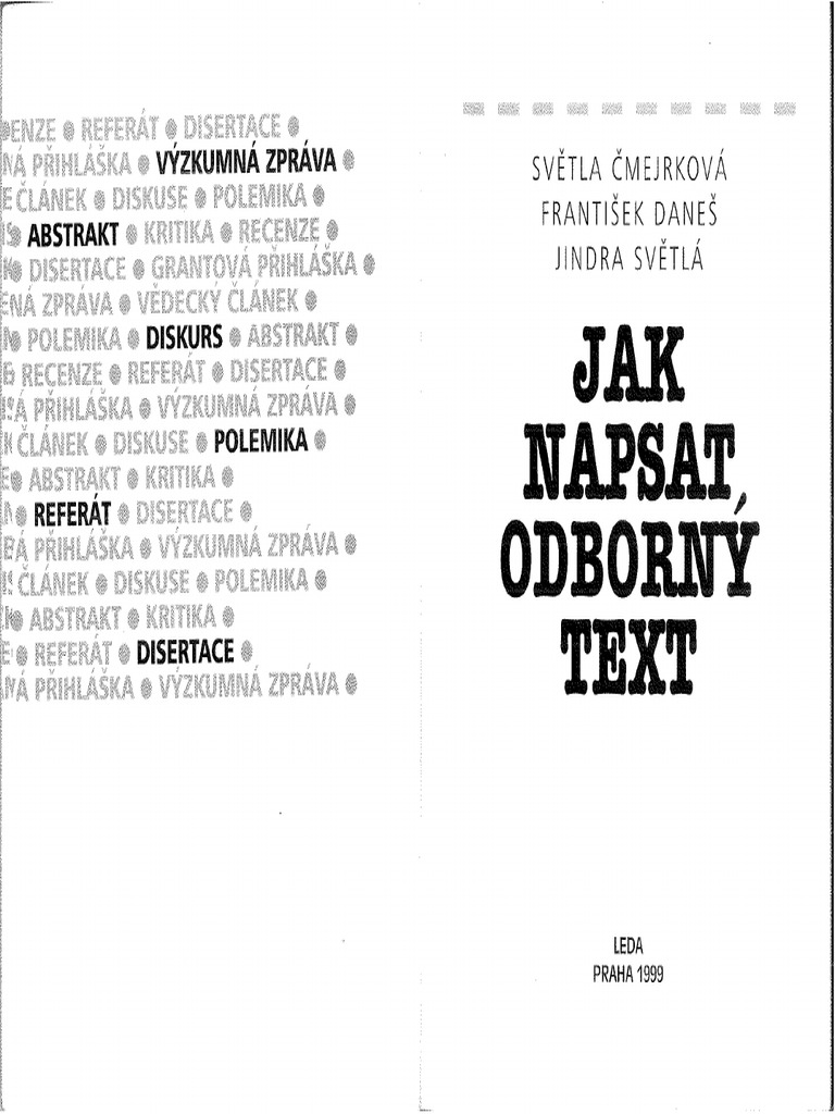 Cmejrkova - Jak Napsat Odborny Text | PDF