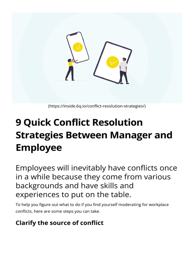 9 Quick Conflict Resolution Strategies Between Manager and Employee ...