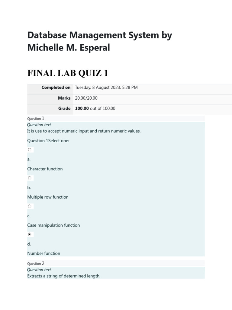 Database Management System LAB Final Q1 | PDF | Letter Case | Computer Programming