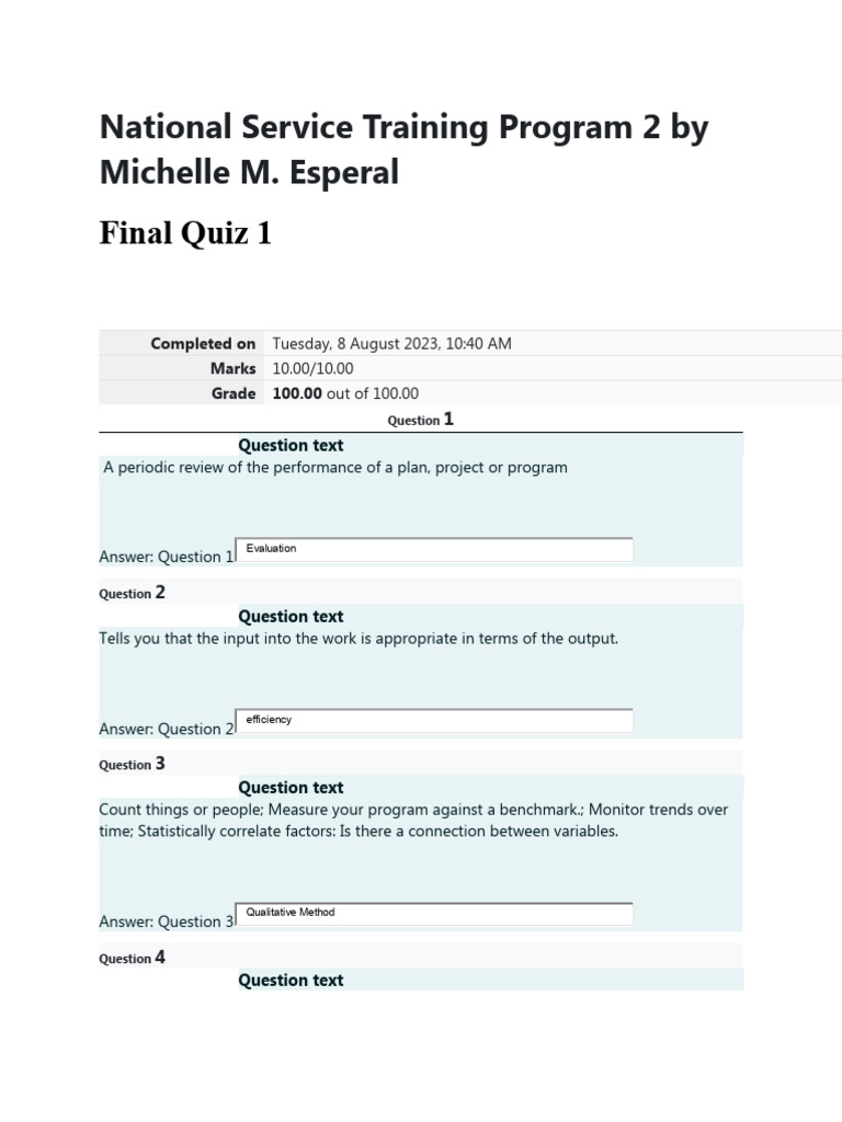 National Service Training Program 2 Final Q1 | PDF