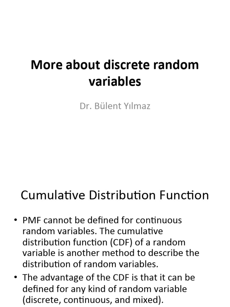 Discrete Random Variables & CDF | PDF | Variance | Statistical Models