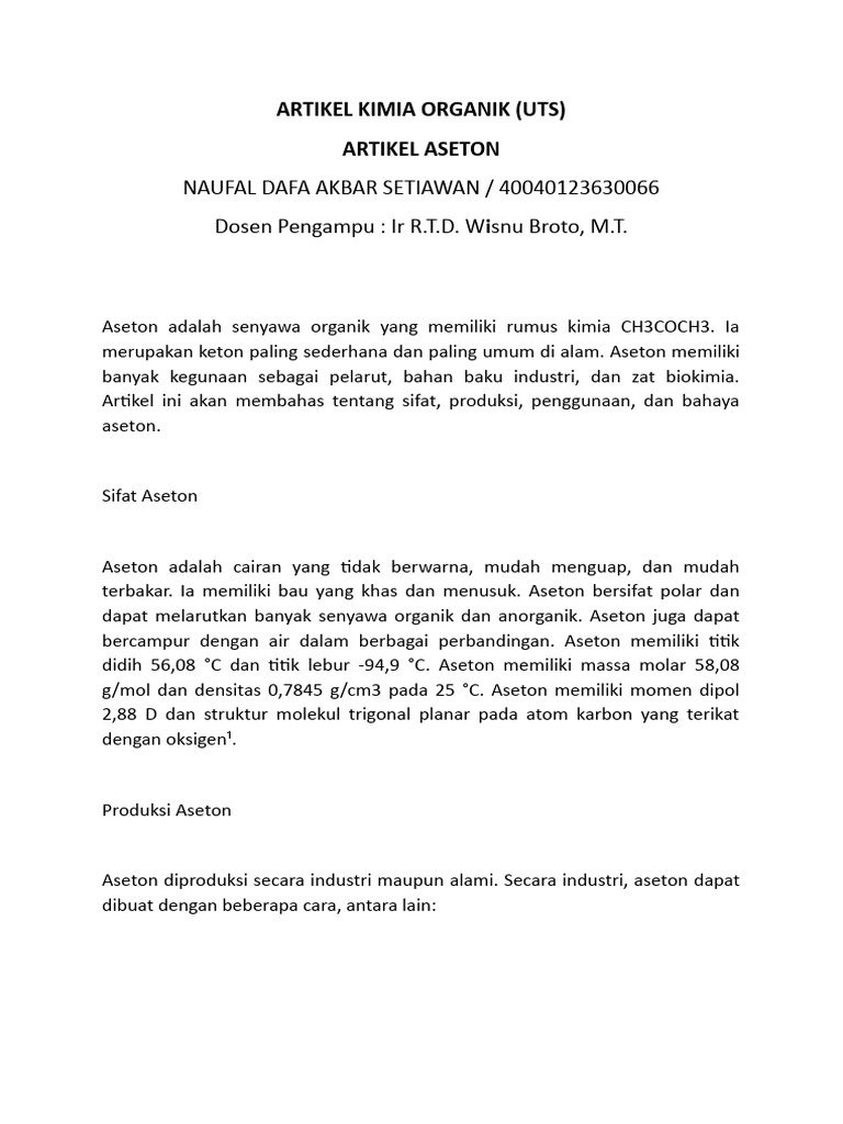 ARTIKEL KIMIA ORGANIK Naufal Dafa Akbar 40040123630066 | PDF