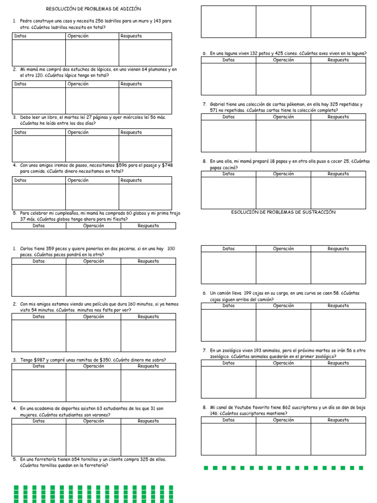Resolución de Problemas de Adición | PDF