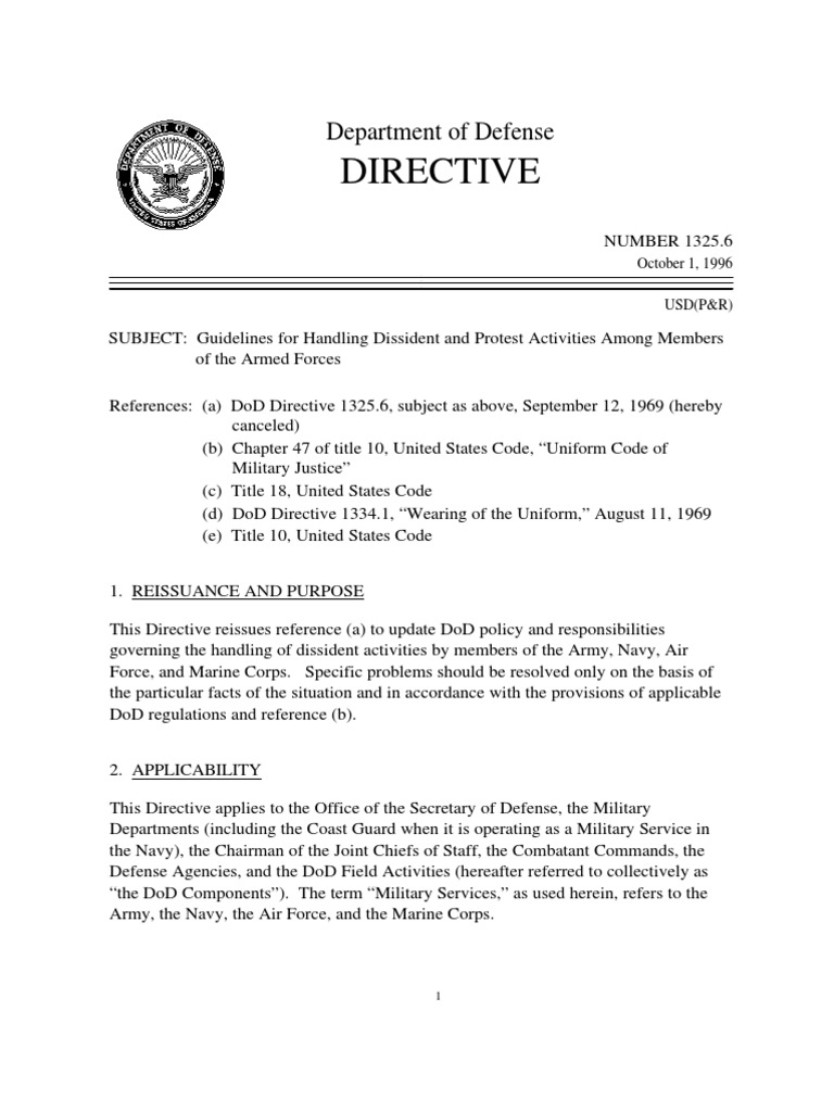 DoD Directive 1325.6 | Download Free PDF | United States Department Of ...