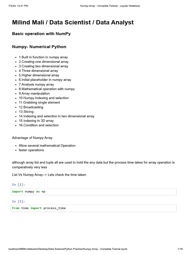 Numpy Complete Material | PDF | Computer Programming | Computing Numpy Complete Material | PDF | Computer Programming | Computing