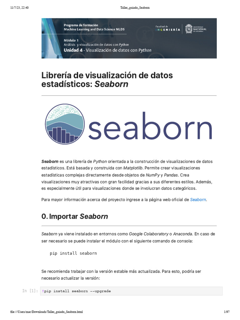 7 Taller Guiado Seaborn | PDF | Histograma | Regresión lineal