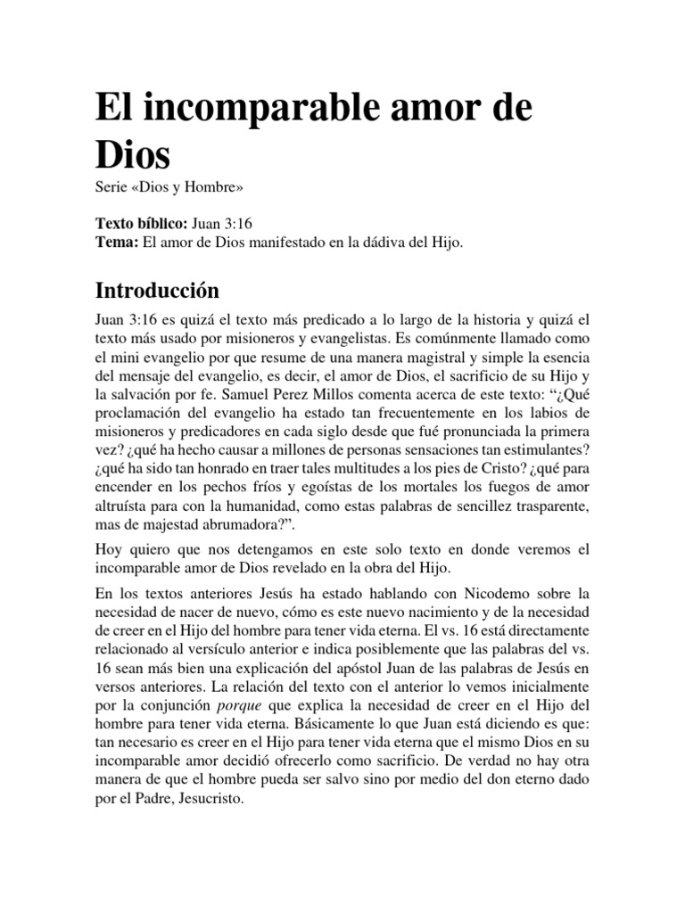 El Incomparable Amor de Dios | PDF | Salvación | Amor