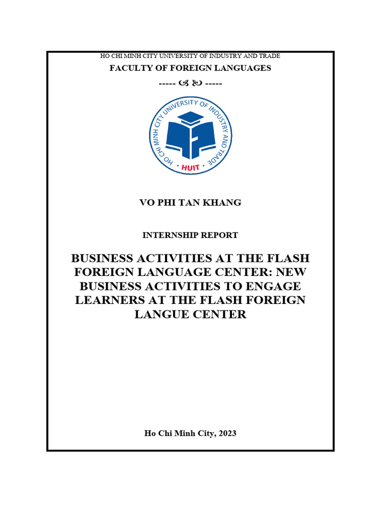 Internship Report-Võ Phi Tấn Khang-2029200176 | PDF | Fluency | Vocabulary