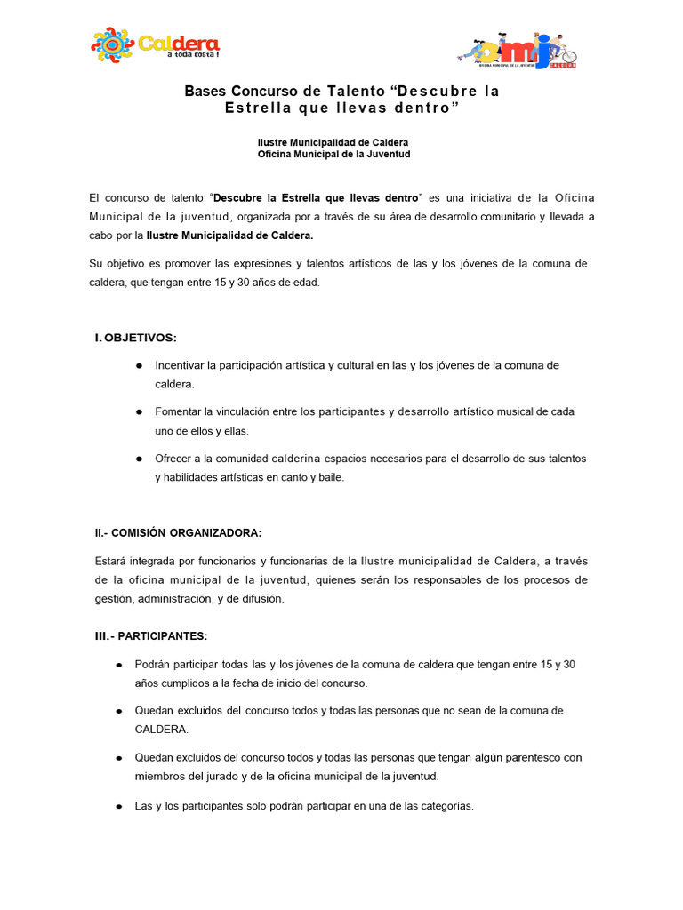 Bases de Concurso de Talento | PDF Bases de Concurso de Talento | PDF