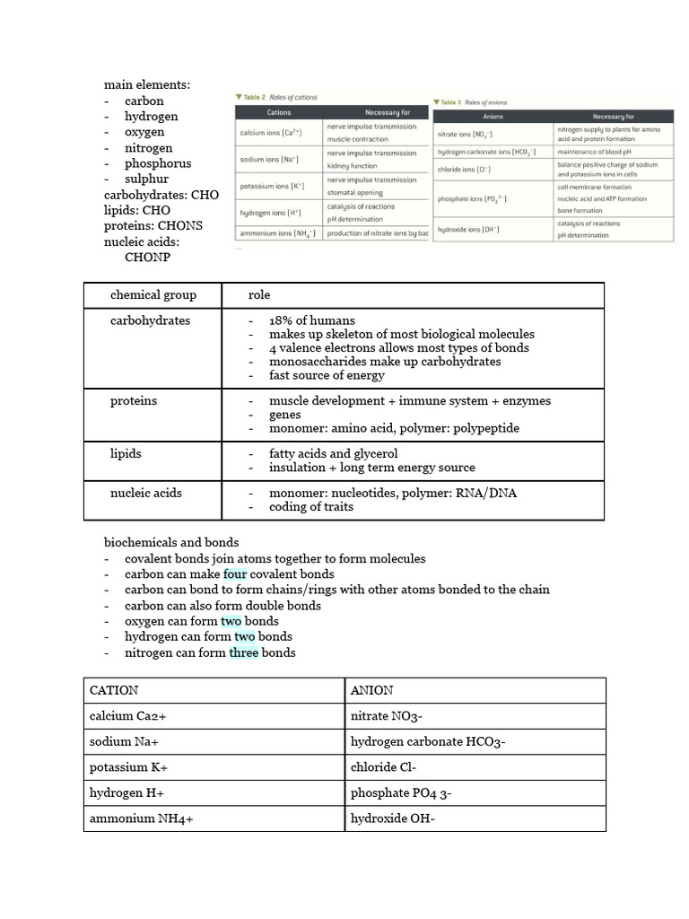 Biological Elements | PDF | Dna | Adenosine Triphosphate