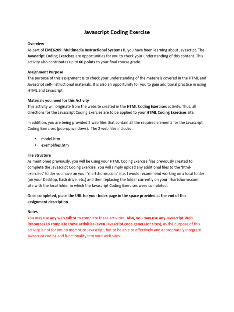 Eme6209 Javascript Coding Exercise Pdf World Wide Web Internet And Web 5384