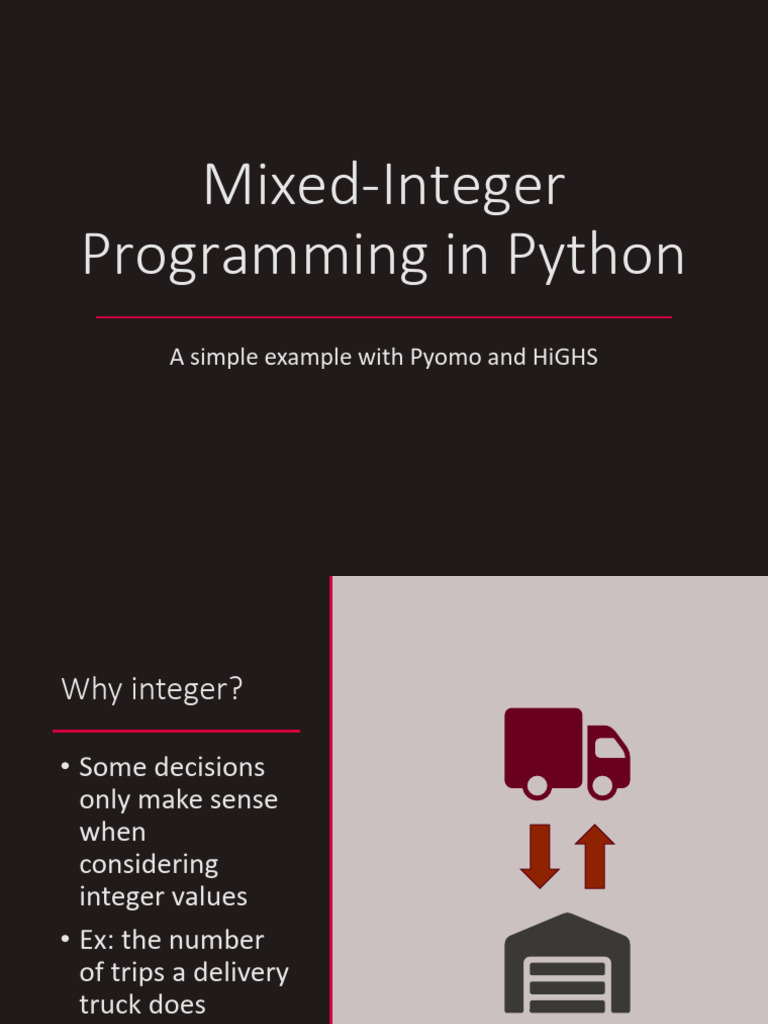 Mip In Python Pyomo Highs Pdf