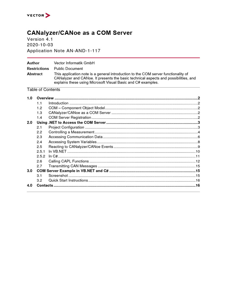 AN-AND-1-117 CANalyzer CANoe As A COM Server | PDF | Component Object Model | Scripting Language