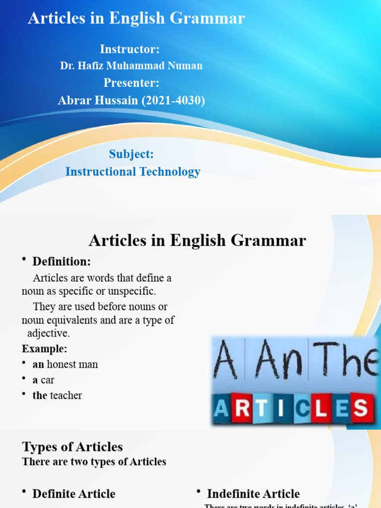 Understanding Articles in English Grammar | PDF | Noun | Grammatical Number