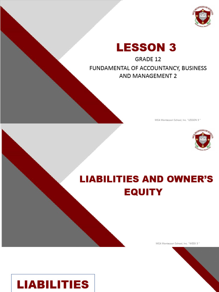 Lesson 3 Week 3 FABM 2 | PDF | Equity (Finance) | Balance Sheet