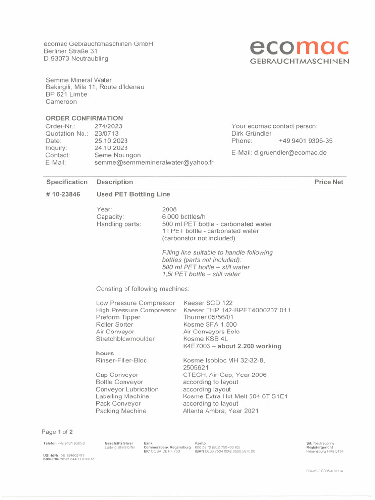 Order Conformation | PDF