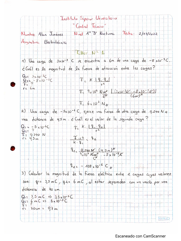 Resolucion de Ejercicios Sobre Cargas Electricas | PDF