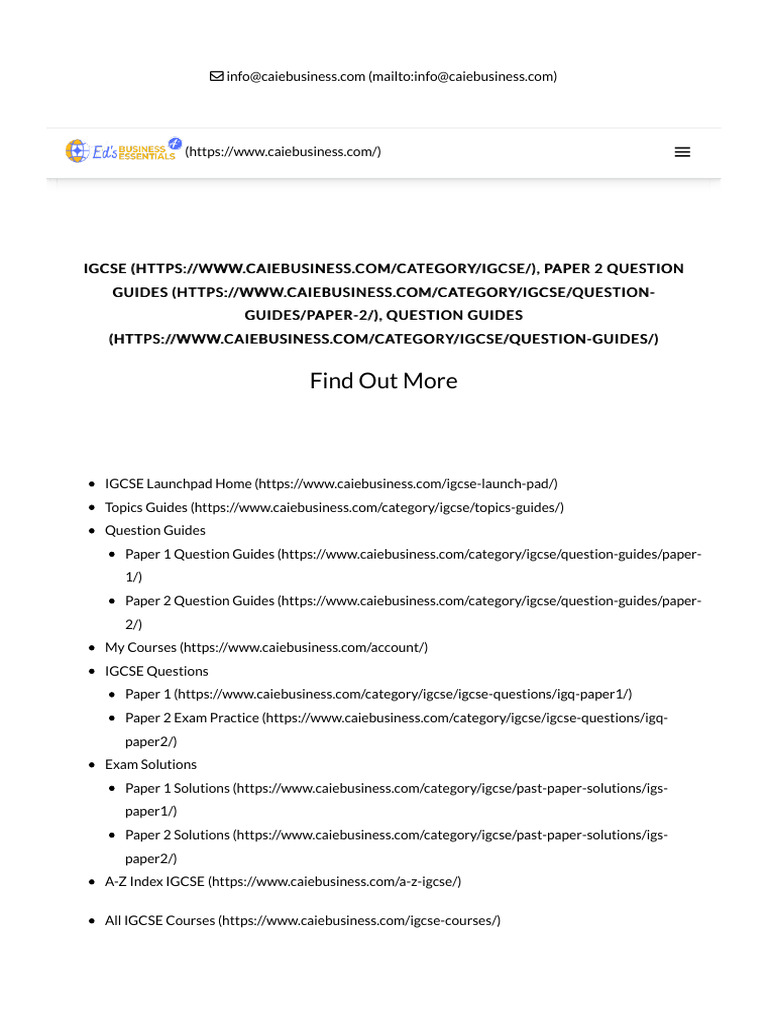 A Paper 2 Question Guide Eds Business Essentials Cambridge Igcse A Leve Pdf Knowledge Reason
