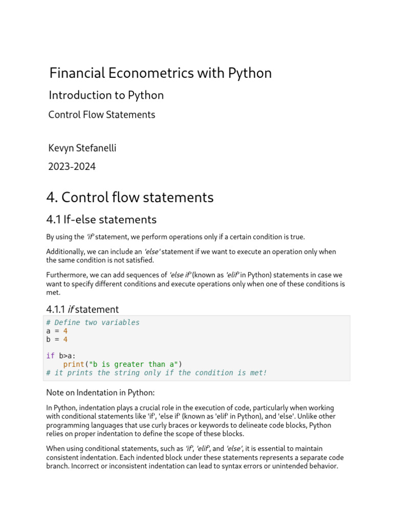 4 IntroToPython-ControlFlowStatements | PDF | Control Flow | Python ... 4 IntroToPython-ControlFlowStatements | PDF | Control Flow | Python ...