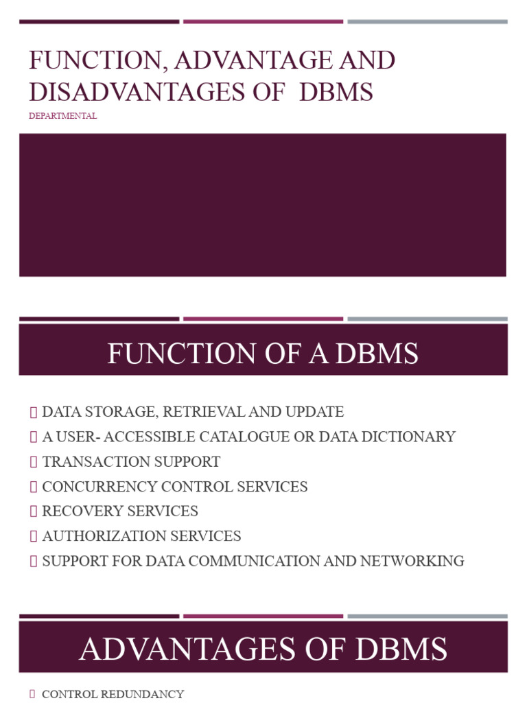 Lesson 4 Function Advantage and Disadvantages of Dbms | PDF