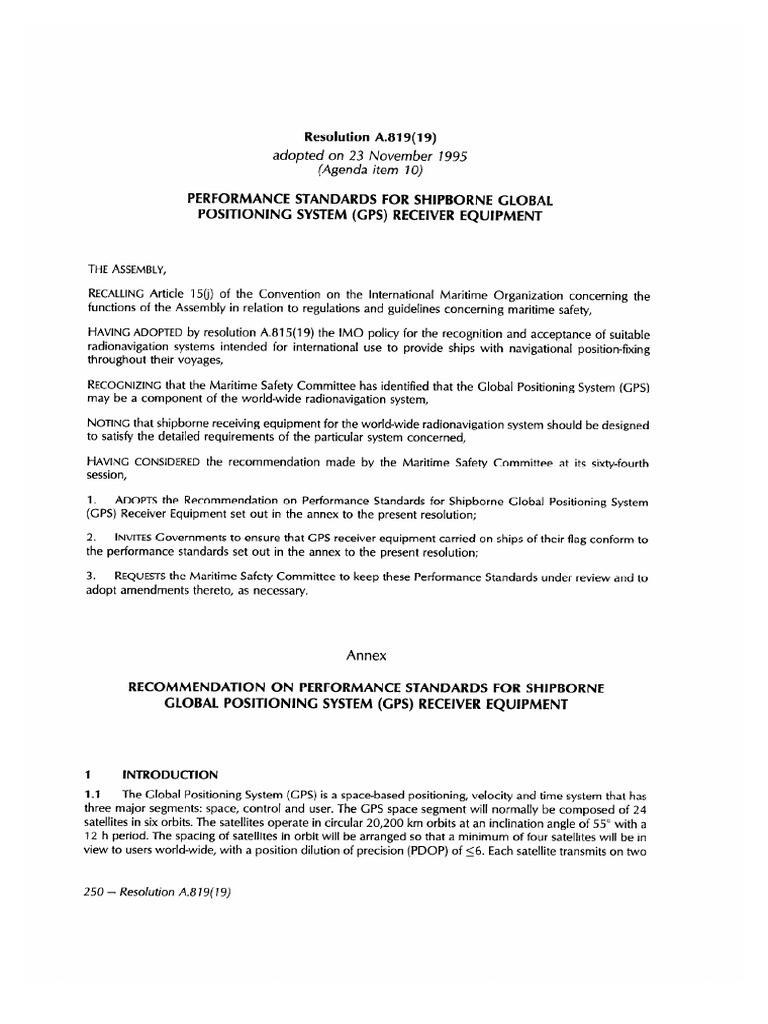IMO Res.A.819 (19) GPS | PDF