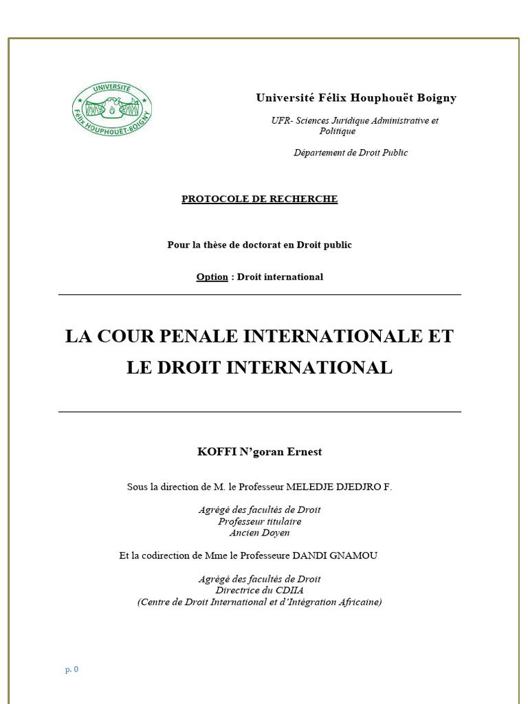 Protocole de Recherche These | Download Free PDF | Loi internationale | Cour pénale internationale