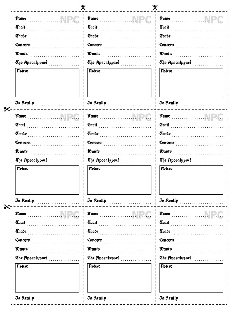 NPC Character Profile Template | PDF