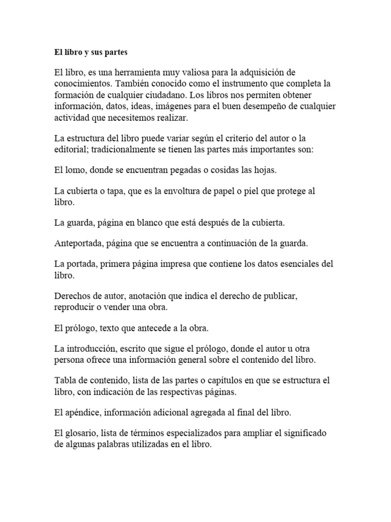 El Libro y Sus Partes | PDF