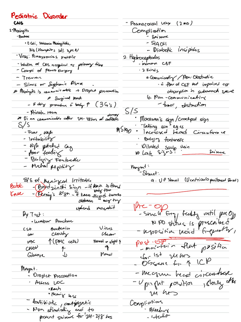 Pedia Notes | PDF | Meningitis | Causes Of Death