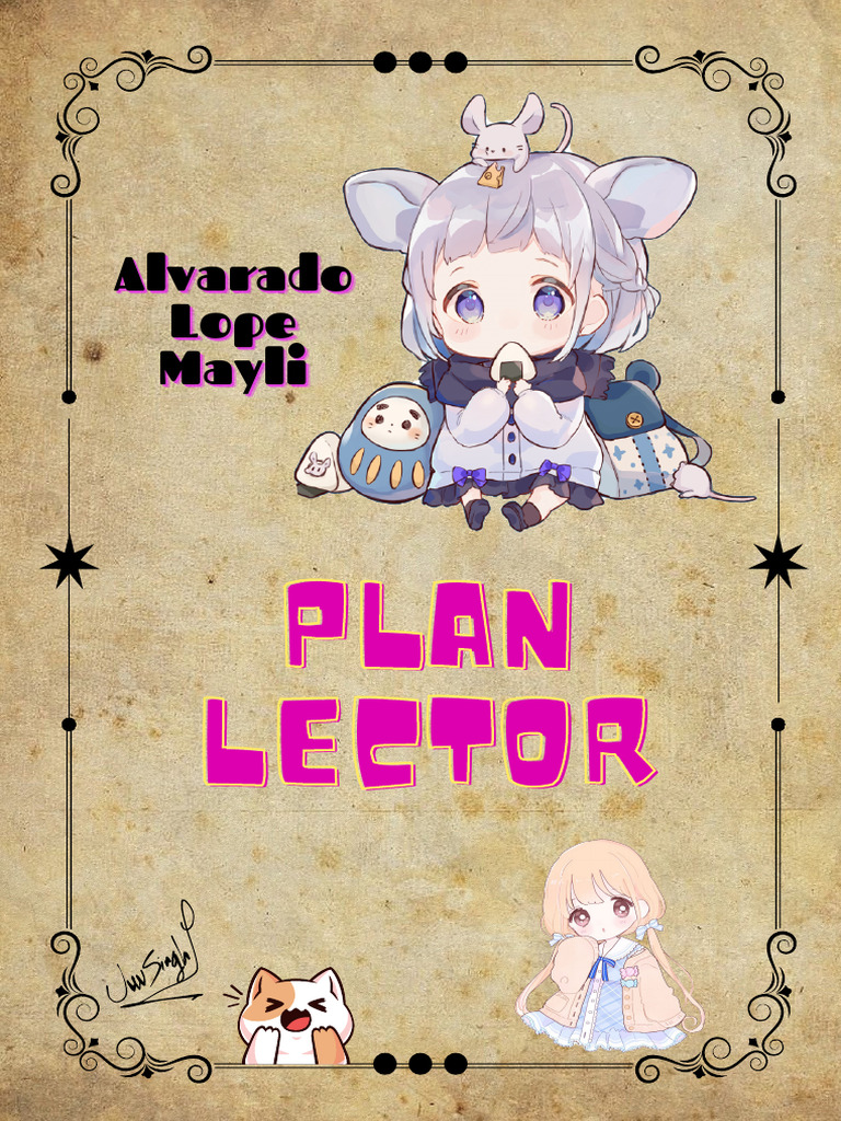 Cute Anime Girl Illustration - Page Border | PDF