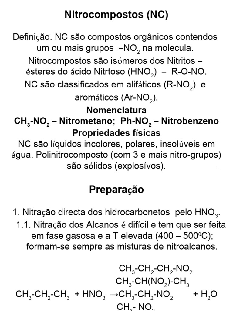 Nitrocompostos: Definição e Reatividade | PDF | Amina | Compostos de ...