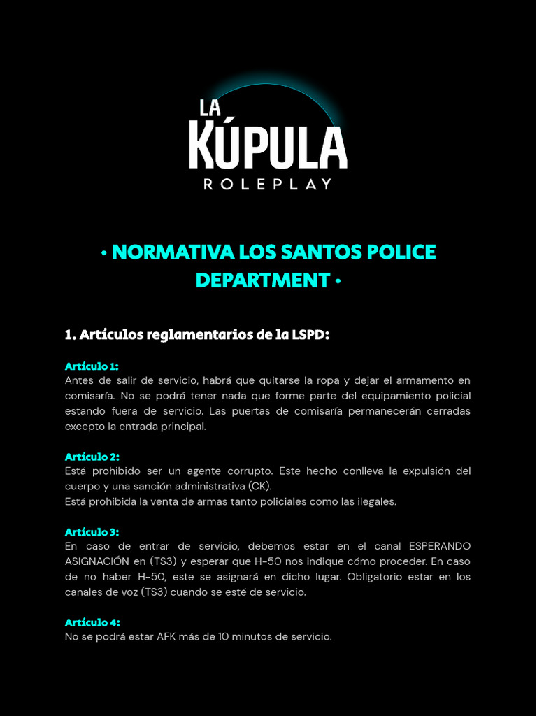 Normativa LSPD - LaKúpulaRP | PDF | Armas de fuego | Francotirador
