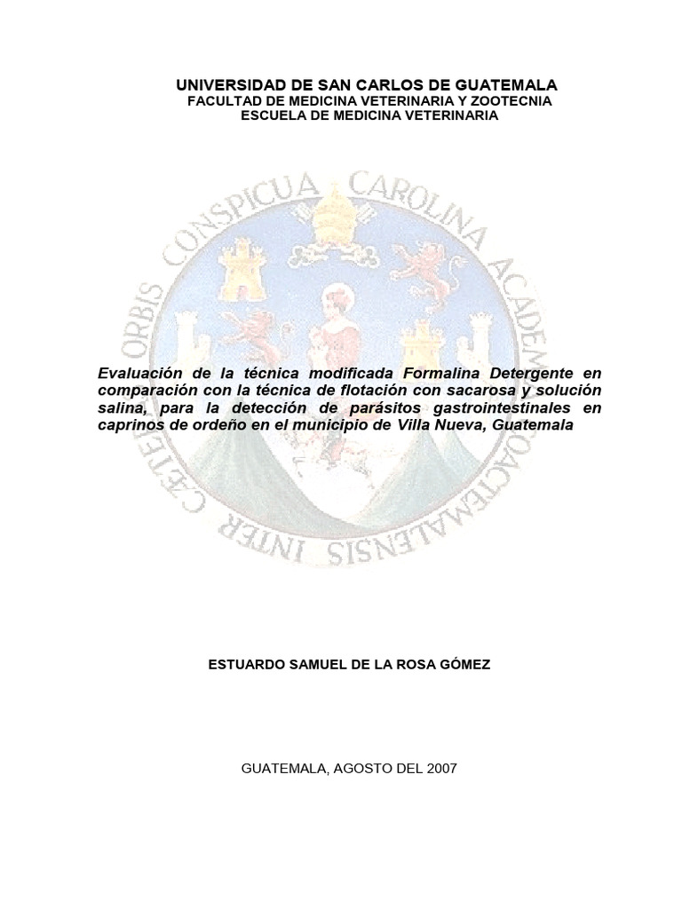 Tesis Parasitologio Flotacion Usac | PDF | Nematodo | Parasitismo