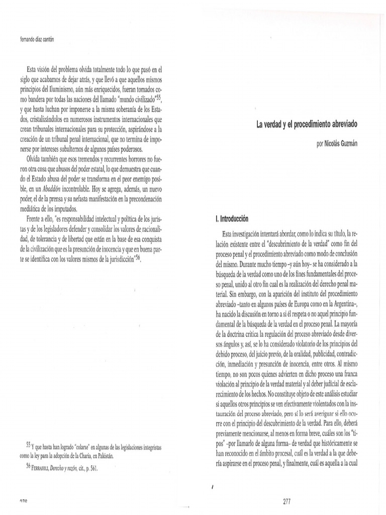 Procedimiento Penal y Verdad Material | PDF | Verdad | Derecho penal