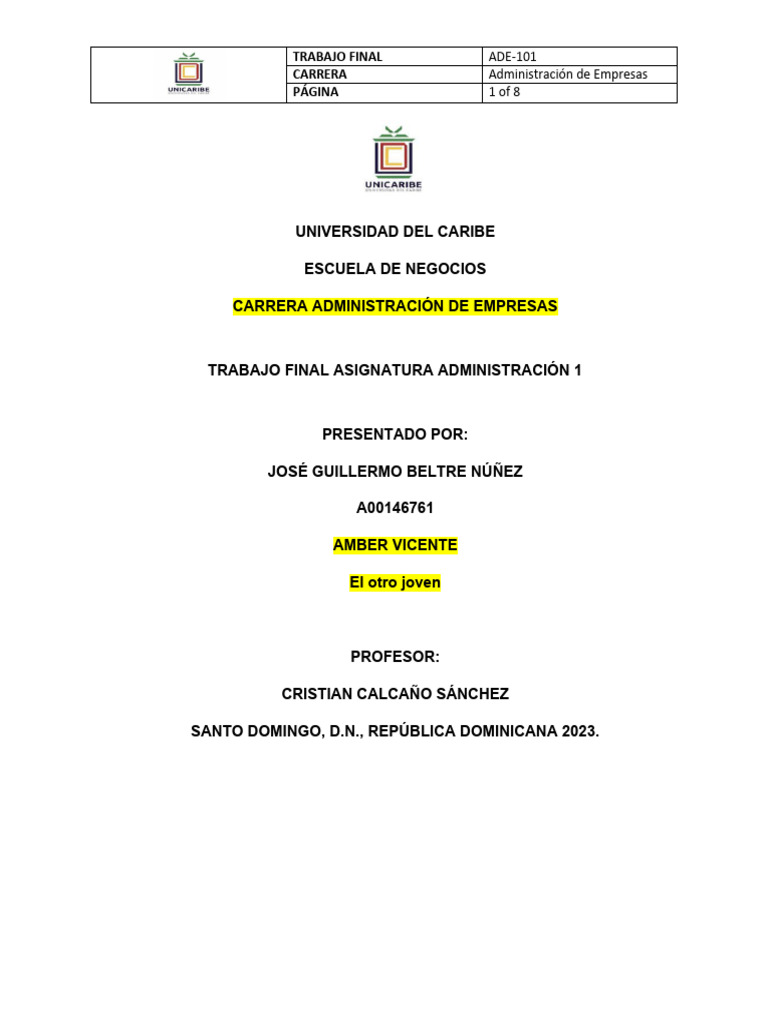 Trabajo Final ADE-101 | PDF | Business | Economias