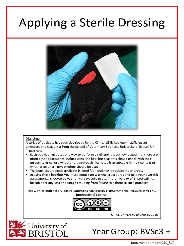Applying A Sterile Dressing (BRISTOL) | PDF