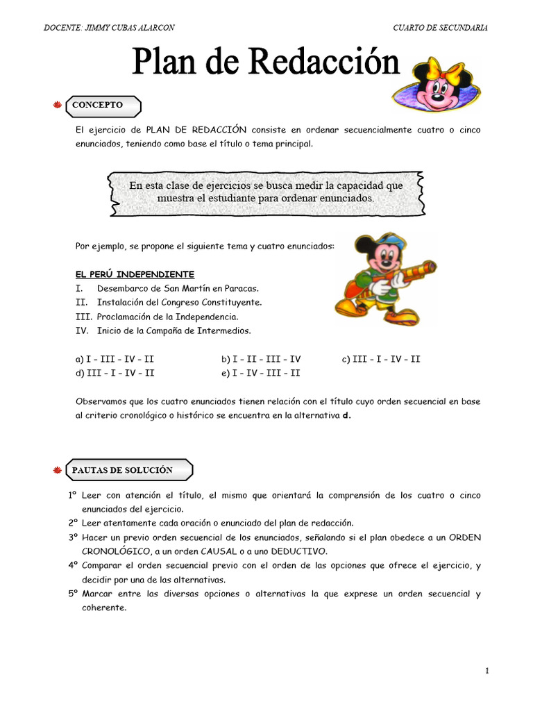 IV Bim - R.V. - 4to. Año - Guía 5 - Plan de Redacción | PDF IV Bim - R.V. - 4to. Año - Guía 5 - Plan de Redacción | PDF