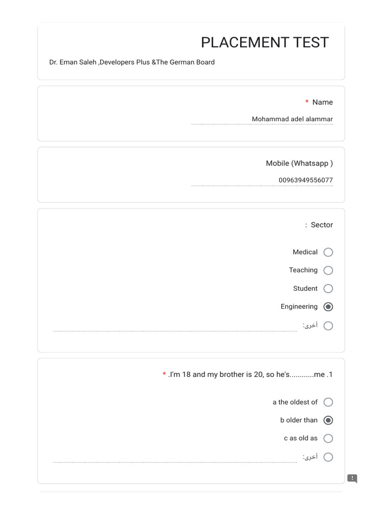 Placement Test | PDF