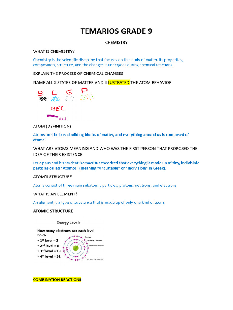Temarios Grade 9 1 | PDF | Velocity | Acceleration